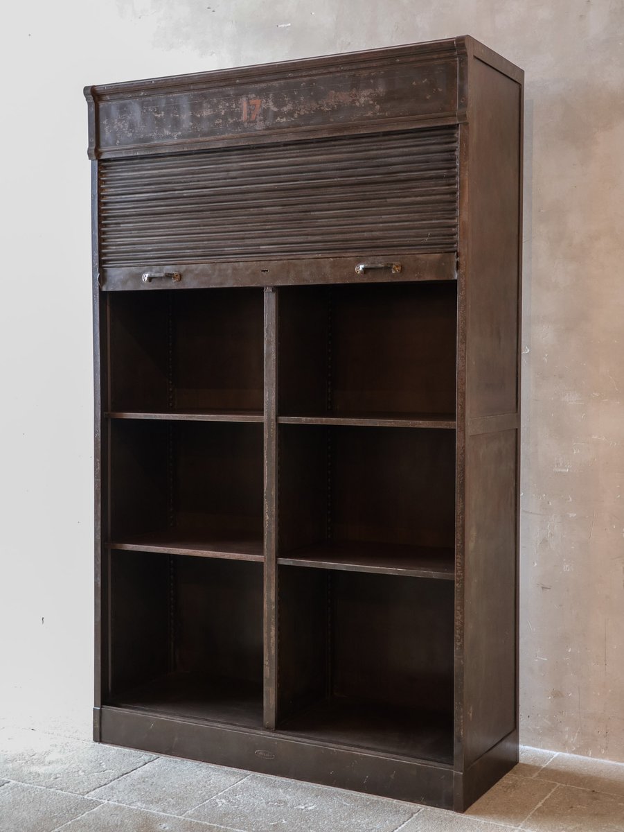 Antique Roll-Front Archive Cabinet from Strafor, 1920s for sale at Pamono