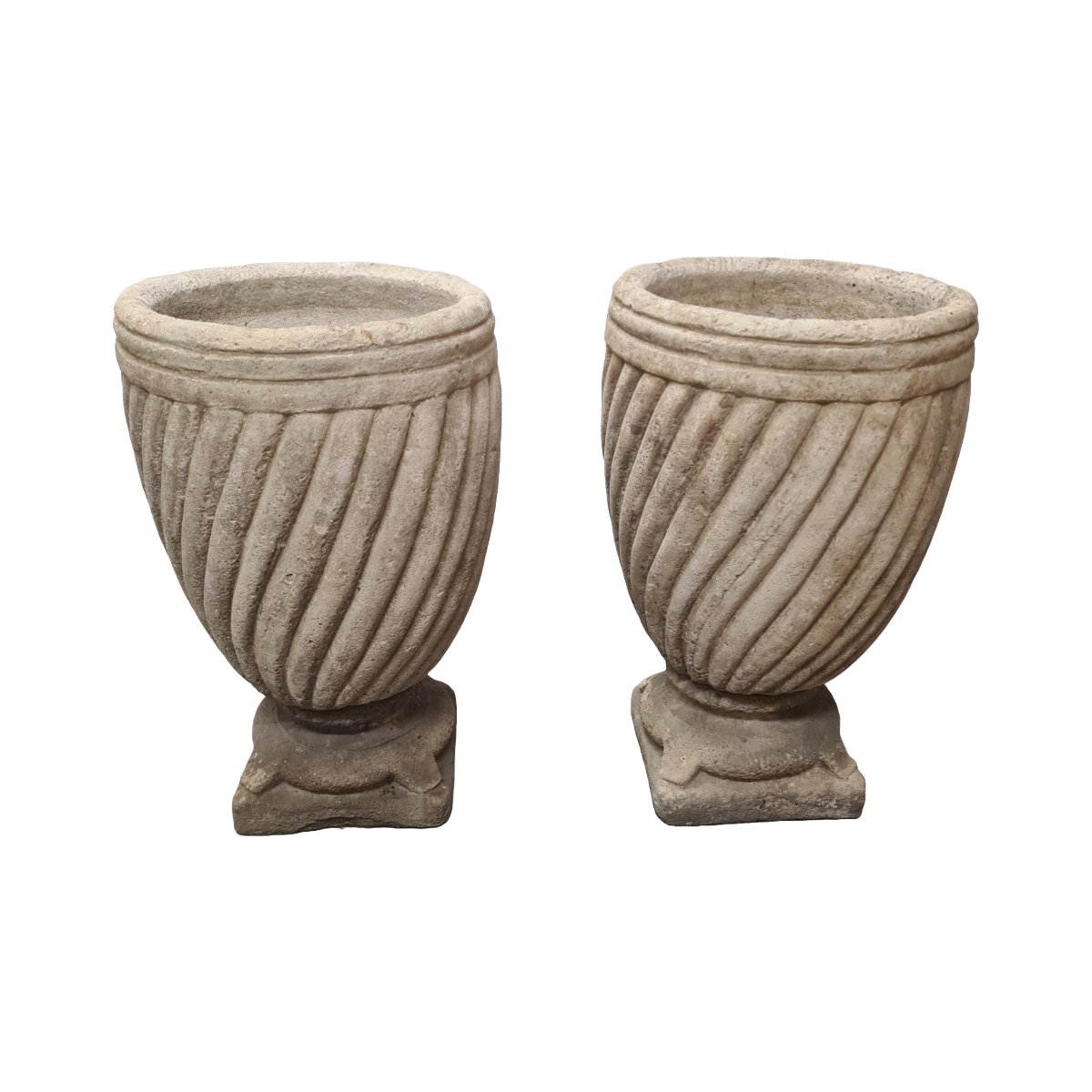 French Classic Sandstone Flower Pots, 1980s, Set of 2 for sale at Pamono