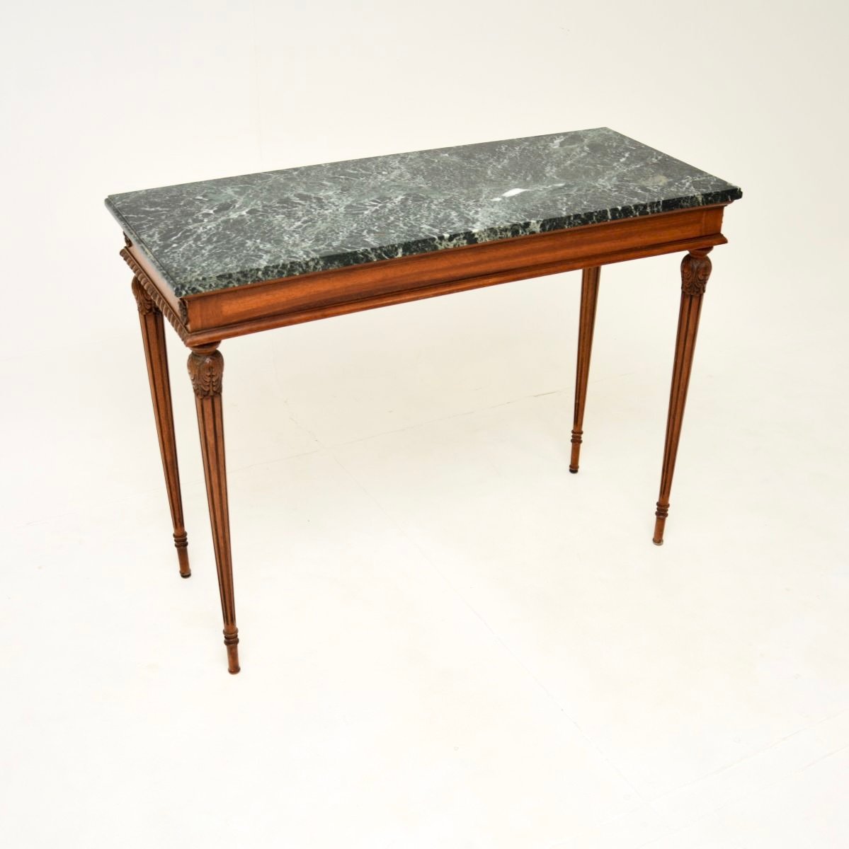 French Walnut Marble Top Console Table, 1920s for sale at Pamono