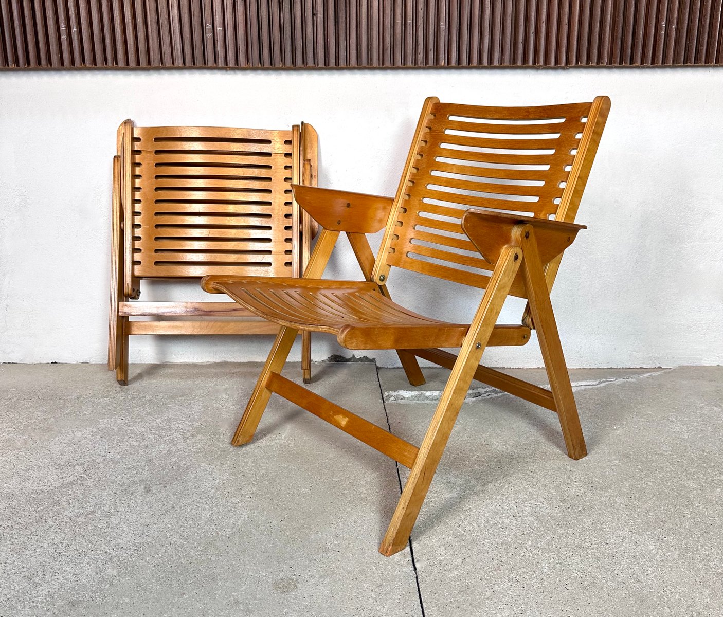 Set of Early Edition Model Rex Lounge Folding Chairs by Niko Kralj for ...