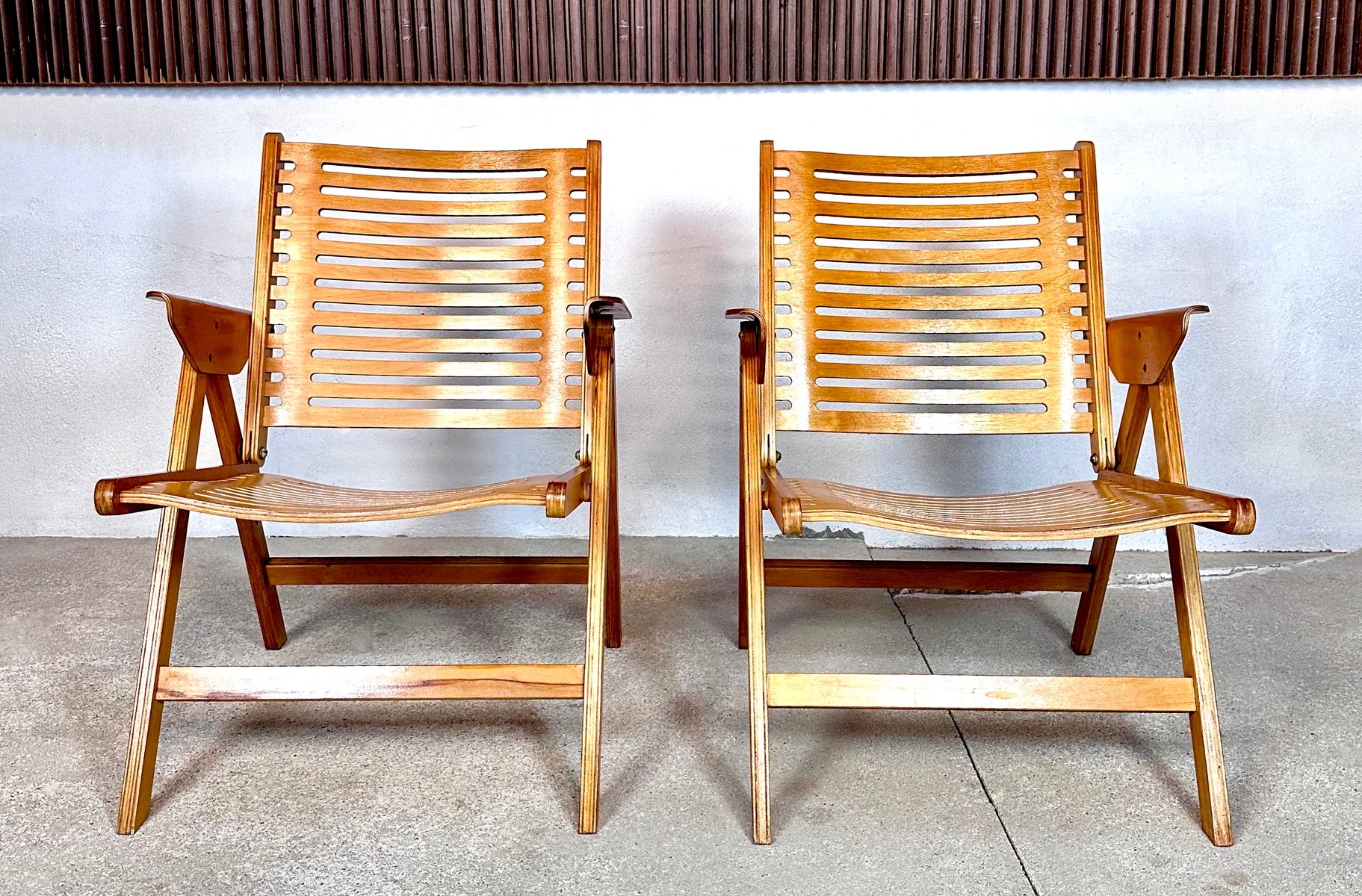 Set of Early Edition Model Rex Lounge Folding Chairs by Niko Kralj for ...