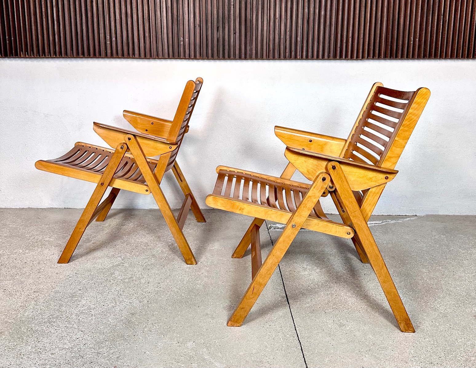 Set of Early Edition Model Rex Lounge Folding Chairs by Niko Kralj for ...