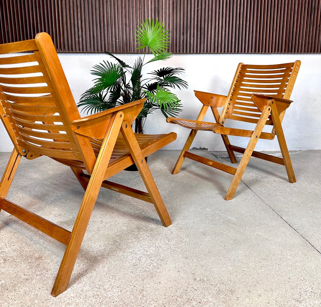 Set of Early Edition Model Rex Lounge Folding Chairs by Niko Kralj for ...