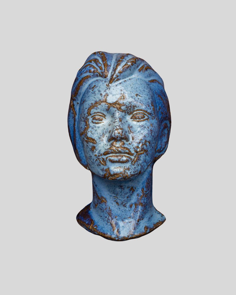 Mid-Century Swedish Blue Glazed Ceramic Mask, Scandinavia, 1970s for ...