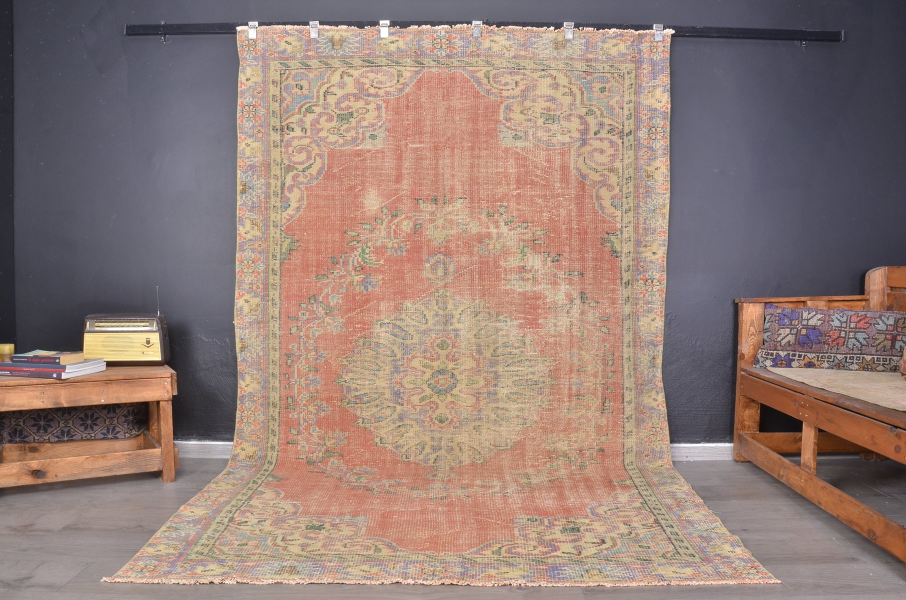 Vintage Burnt Orange Oushak Rug, 1960s for sale at Pamono