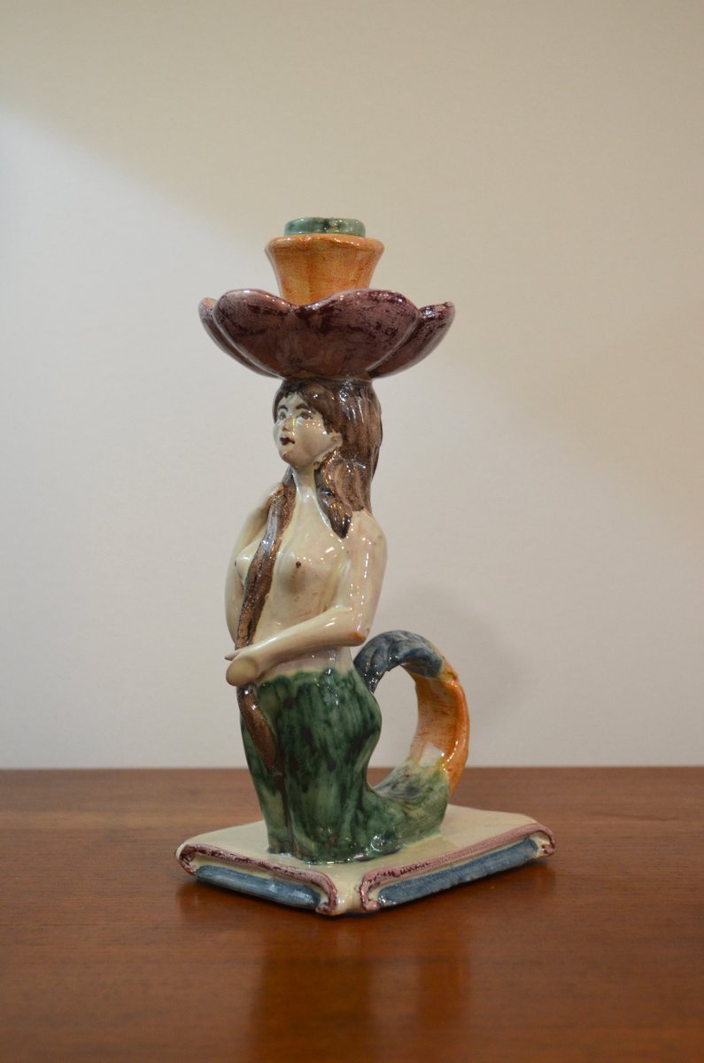 Ceramic Mermaid Statuette Candleholder, Italy for sale at Pamono