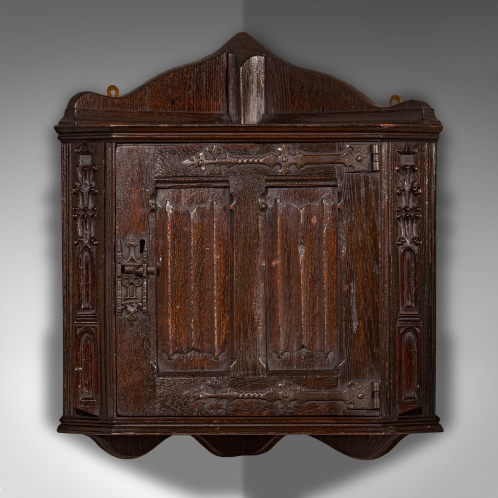 English Victorian Oak Hanging Corner Display Cabinet, 1880s for sale at ...