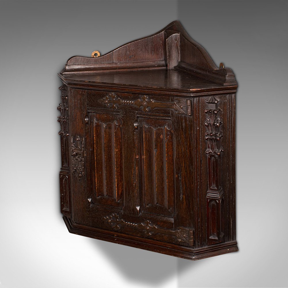 English Victorian Oak Hanging Corner Display Cabinet, 1880s for sale at ...
