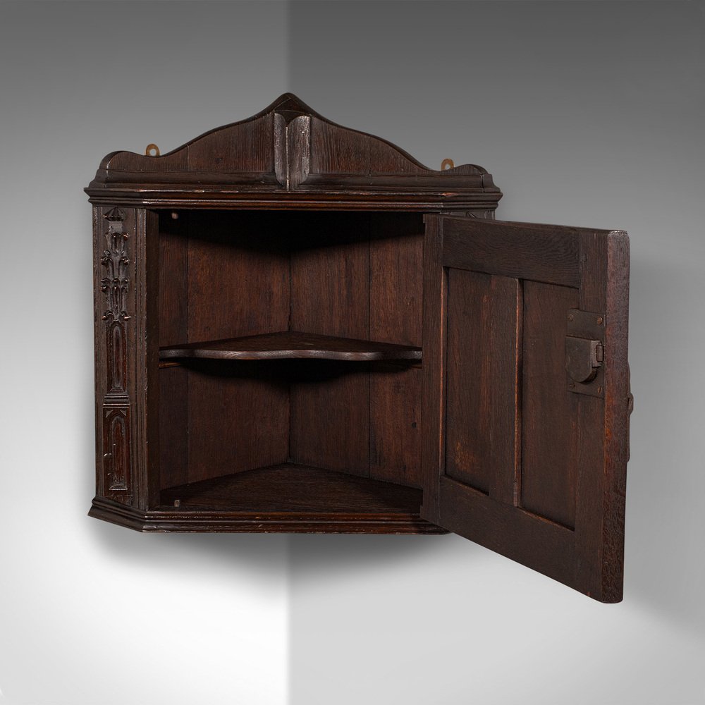 English Victorian Oak Hanging Corner Display Cabinet, 1880s for sale at ...
