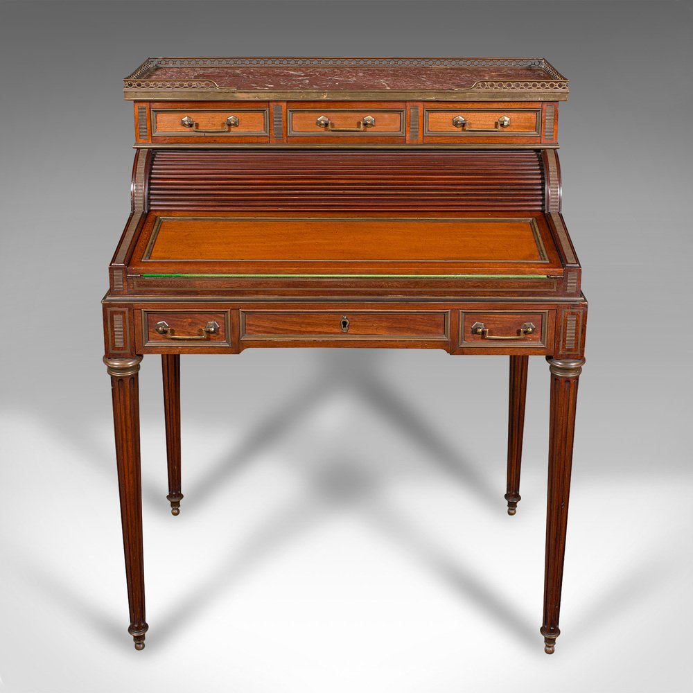 French Victorian Lady's Writing Desk with Marble Roll Top, 1850s for ...
