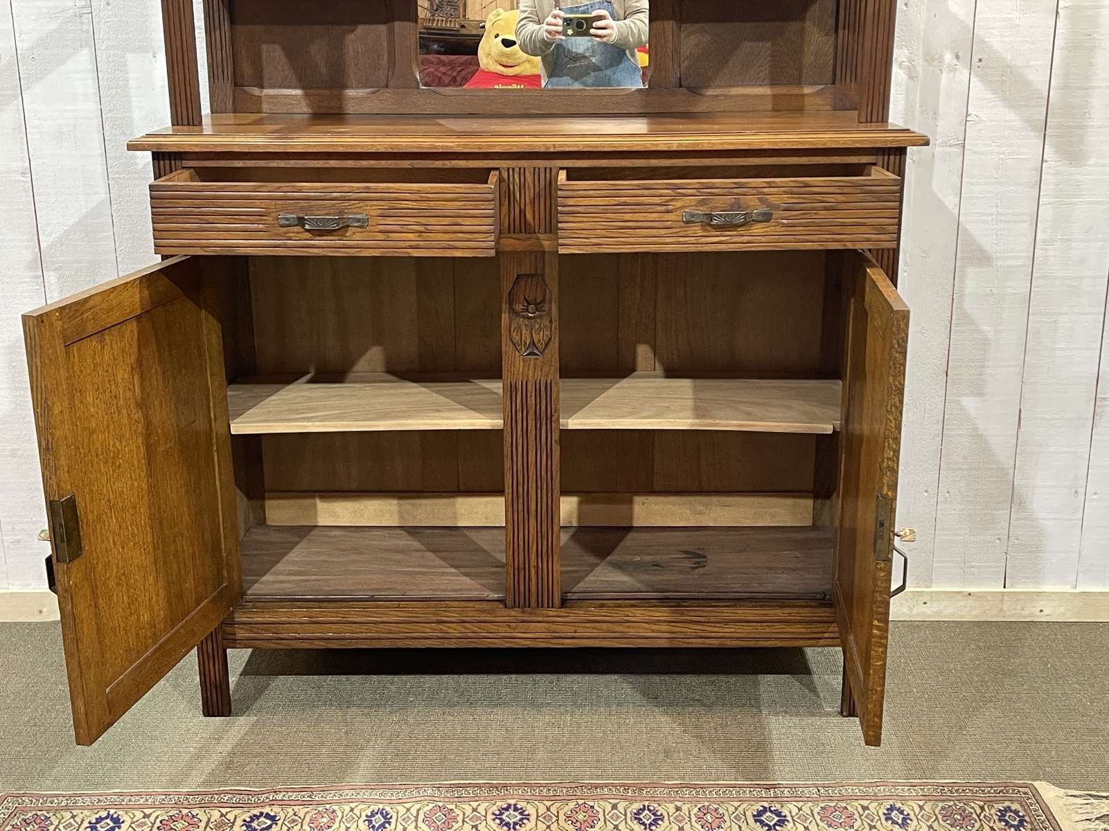 Art Deco Oak 2-Body Kitchen Buffet, 1930s for sale at Pamono