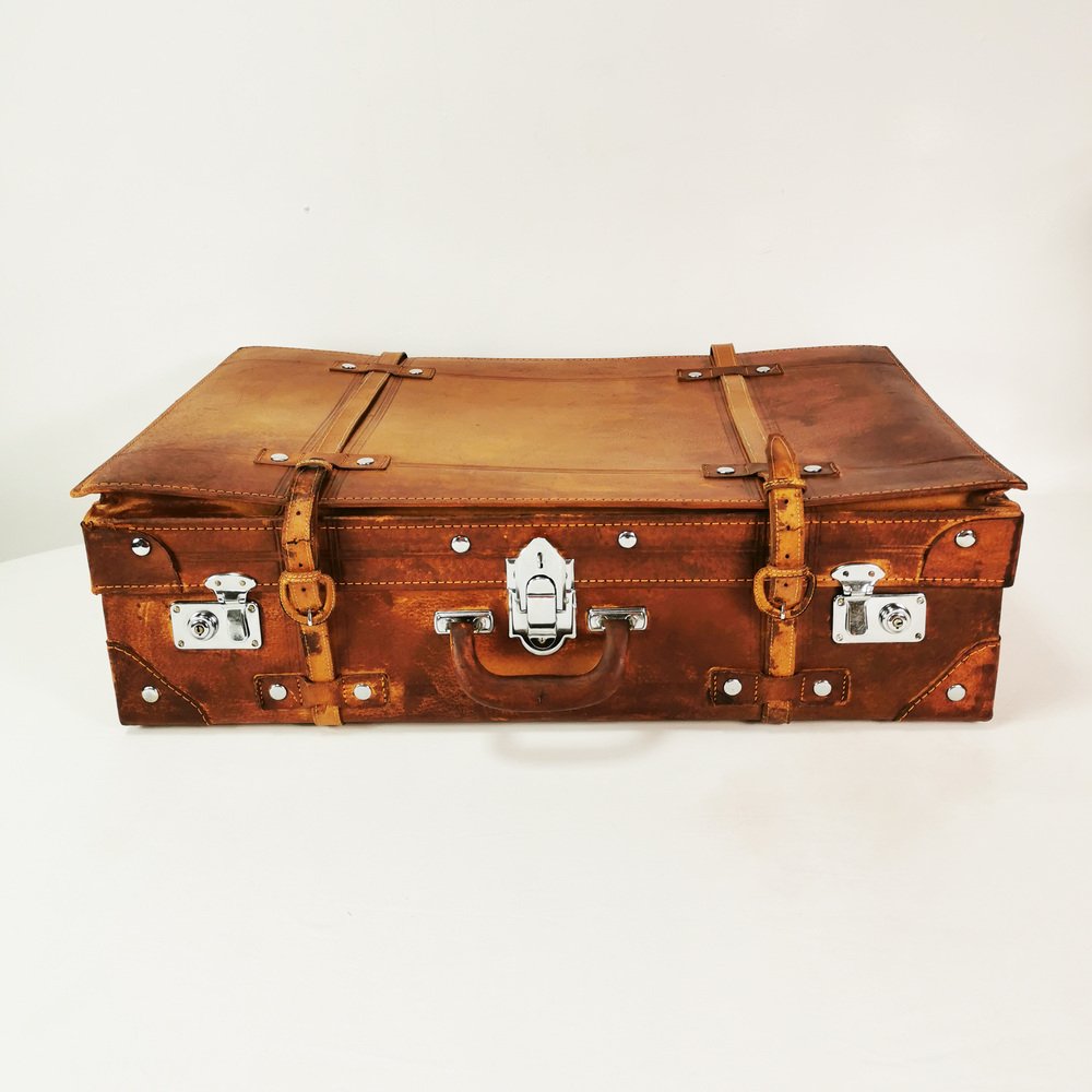 Large Leather Trunk, Germany, 1960s for sale at Pamono