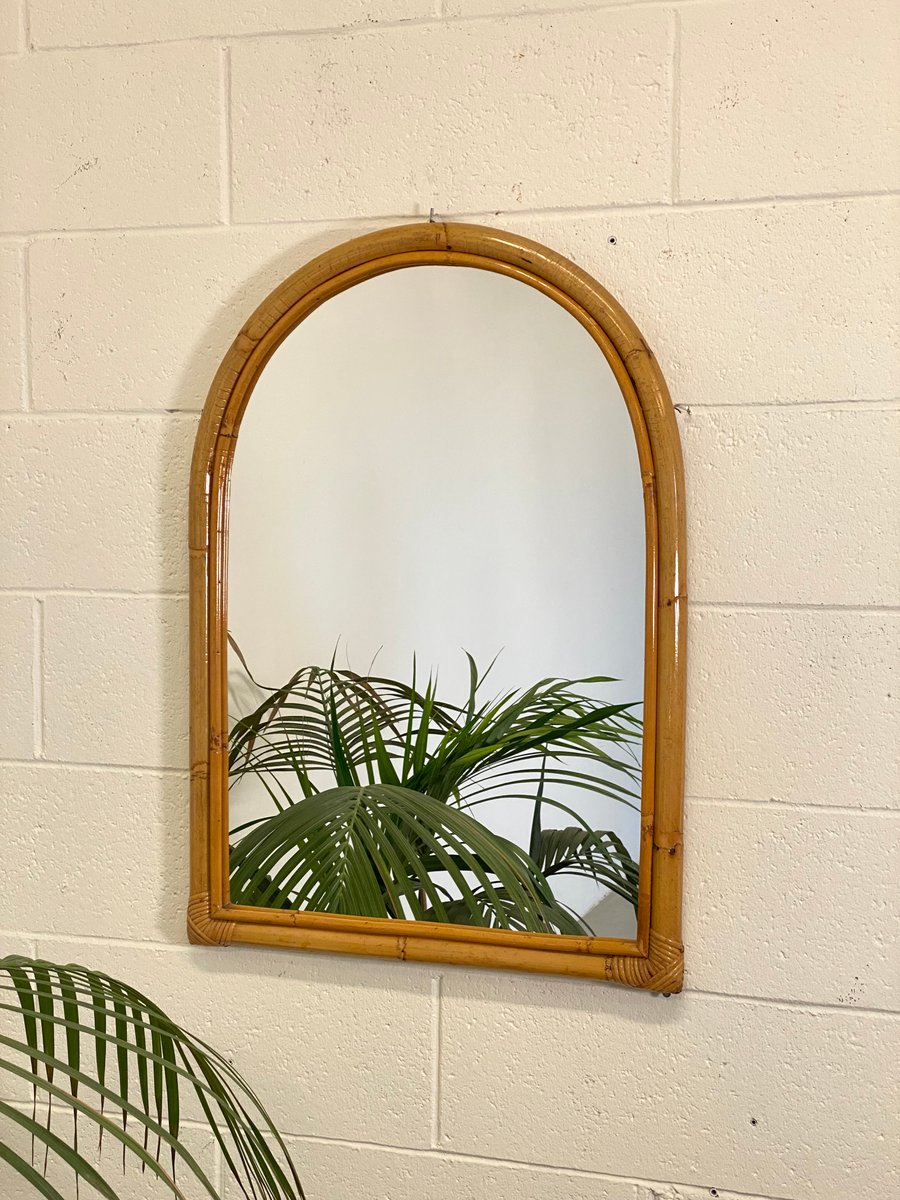 Vintage Bamboo Mirror, 1970s for sale at Pamono