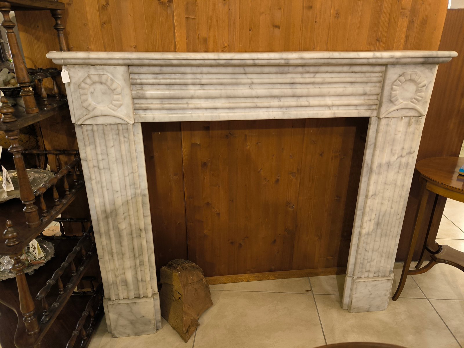 Grey Marble Fireplace, 1920s for sale at Pamono