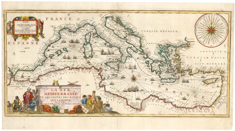 Mapa del Mediterráneo de principios del siglo XVIII en venta en Pamono