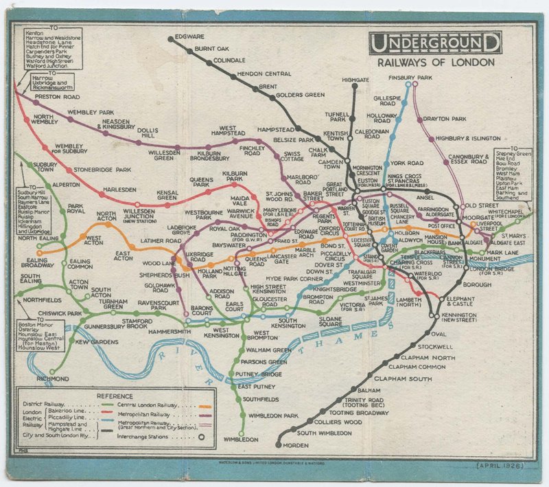Pre-Beck Passenger Map of the London Underground, 1926 for sale at Pamono