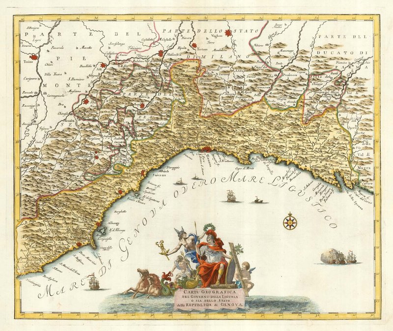 Mid-18th Century Italian Map of Liguria for sale at Pamono
