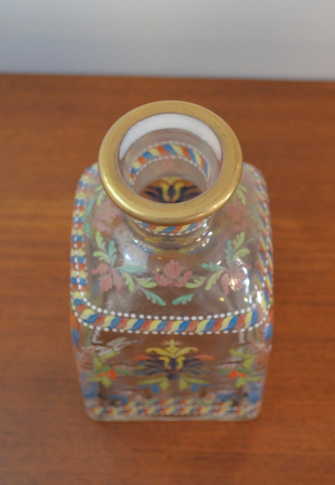 Hand Painted Glass Decanter, Portugal, 1950s for sale at Pamono