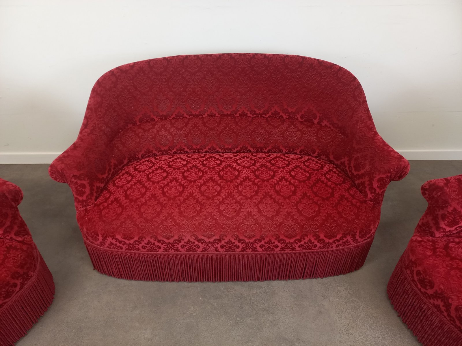 Red Toad Sofa and Chairs, 1950s, Set of 3 for sale at Pamono