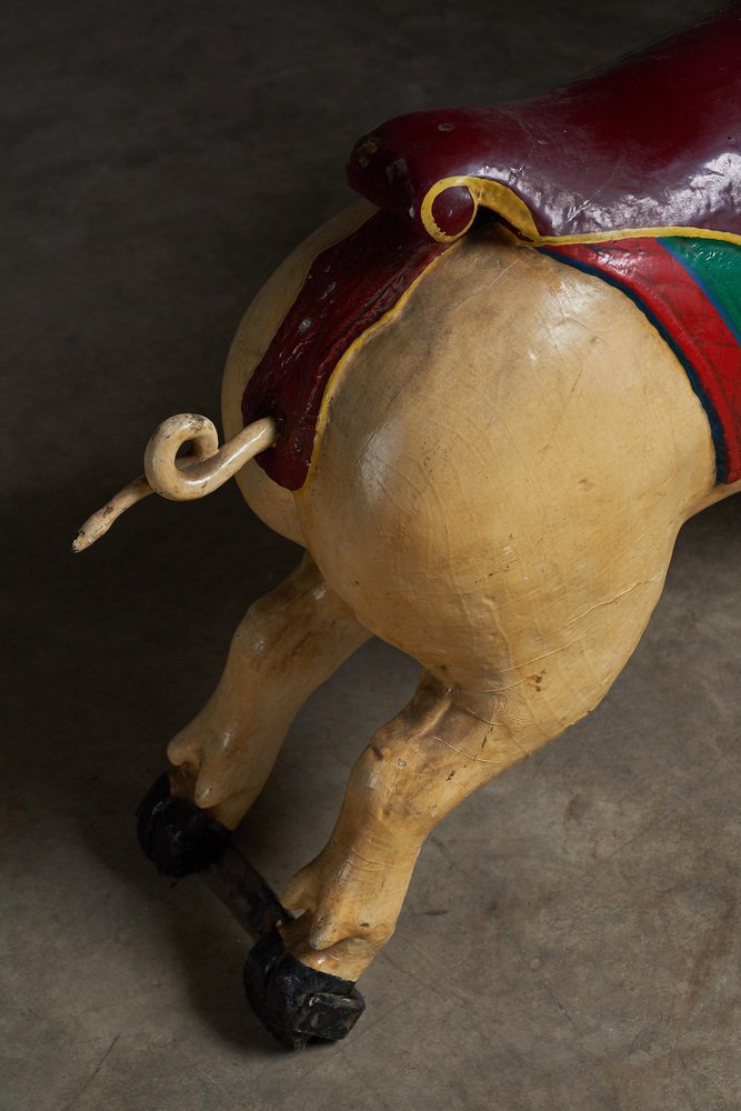 Pig Carousel Figure in Carved Wood, 1950s for sale at Pamono