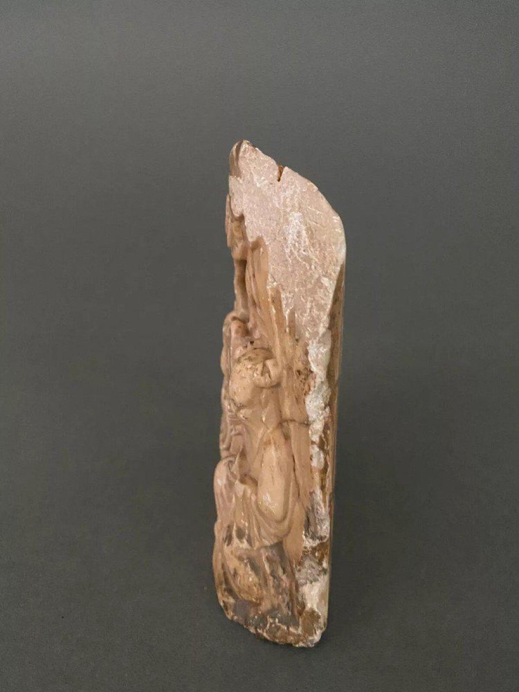 Bacon Stone Sculpture of Chinese Sages with Plant Decoration, 20th ...