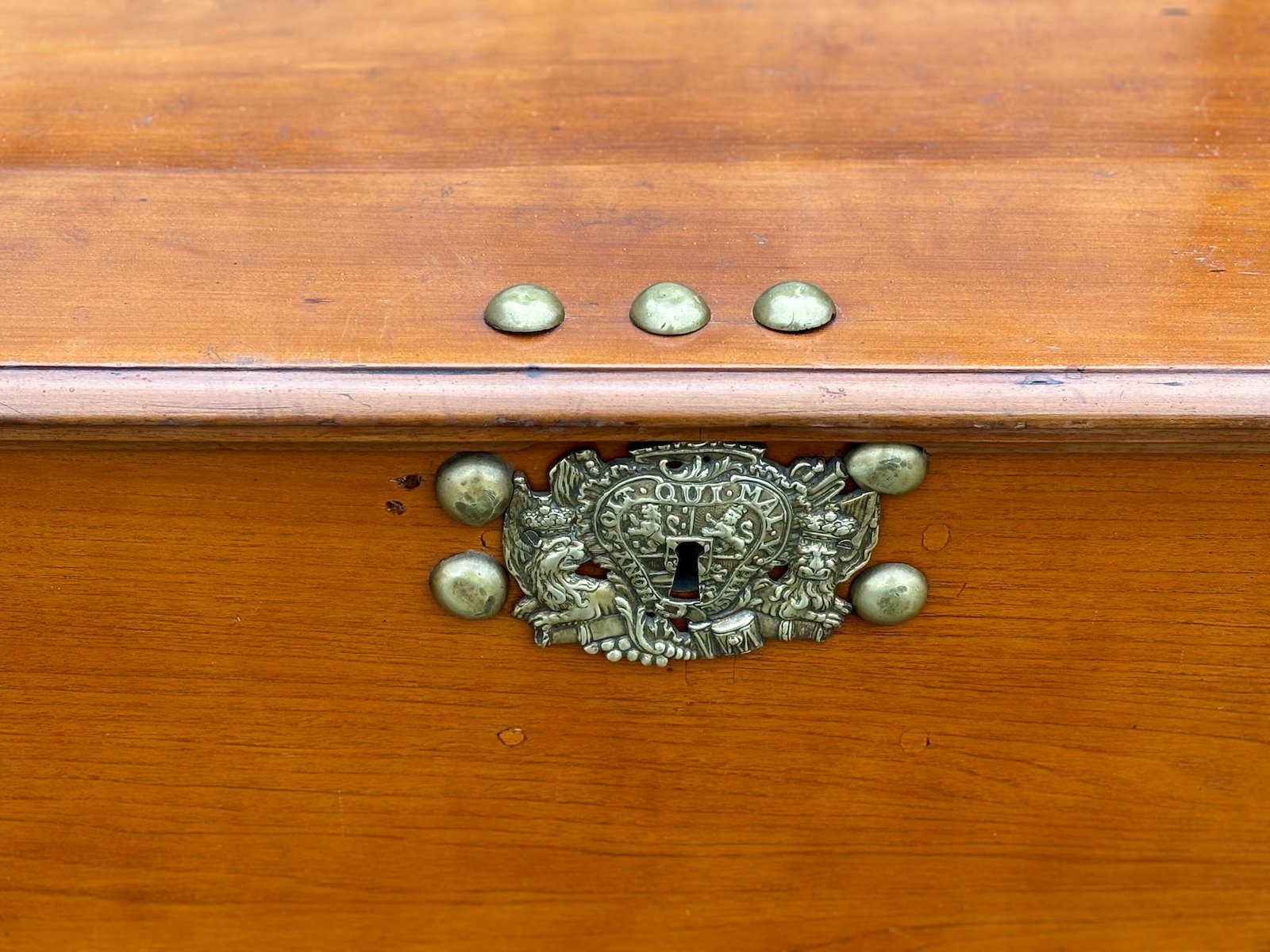 Large 18th Century Walnut Colonial Chest with Brass Hardware, 1780s for ...
