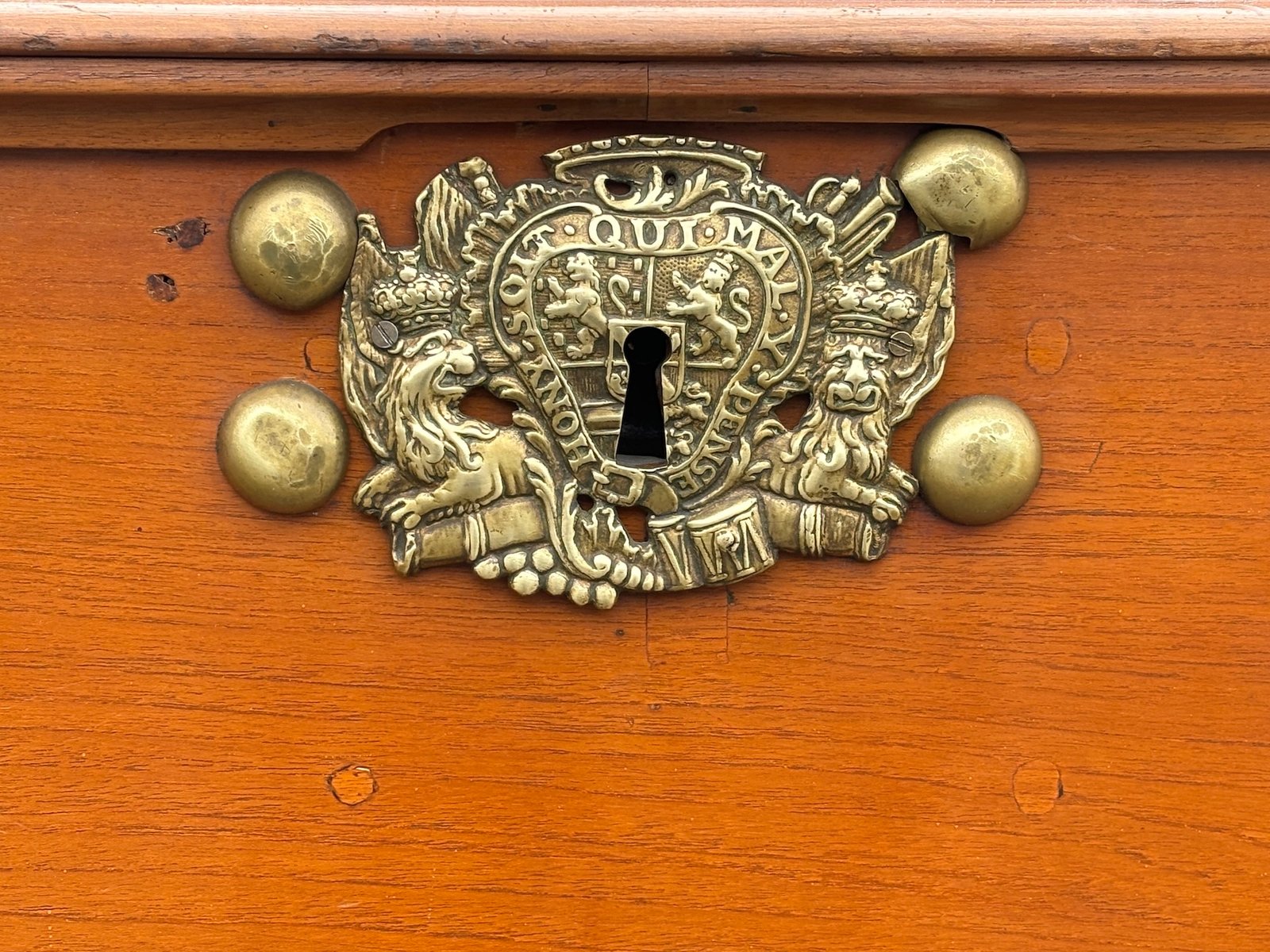 Large 18th Century Walnut Colonial Chest with Brass Hardware, 1780s for ...