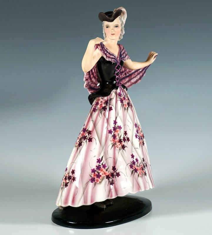 Art Deco Dancer in Venetian Costume Figure from Goldscheider, Vienna ...