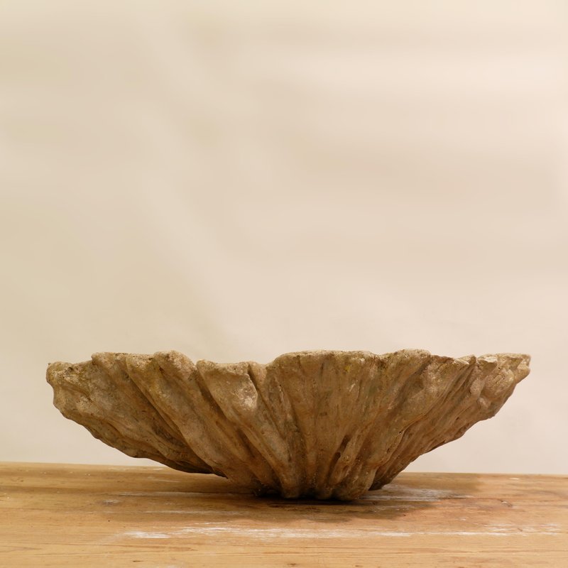 Antique Concrete Shell Bird Bath for sale at Pamono
