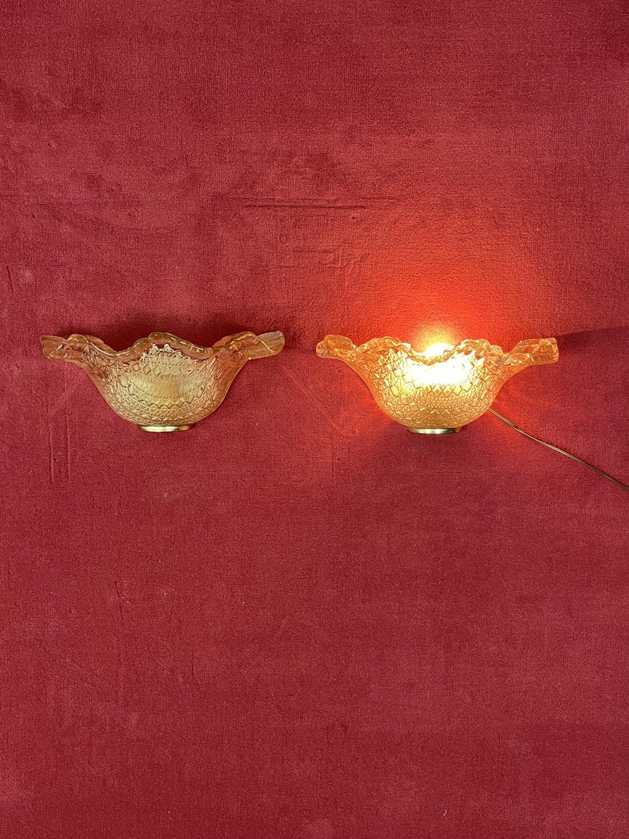 Italian Società Italiana Idea Linea Luce Murano Glass Wall Lamps, 1980s ...
