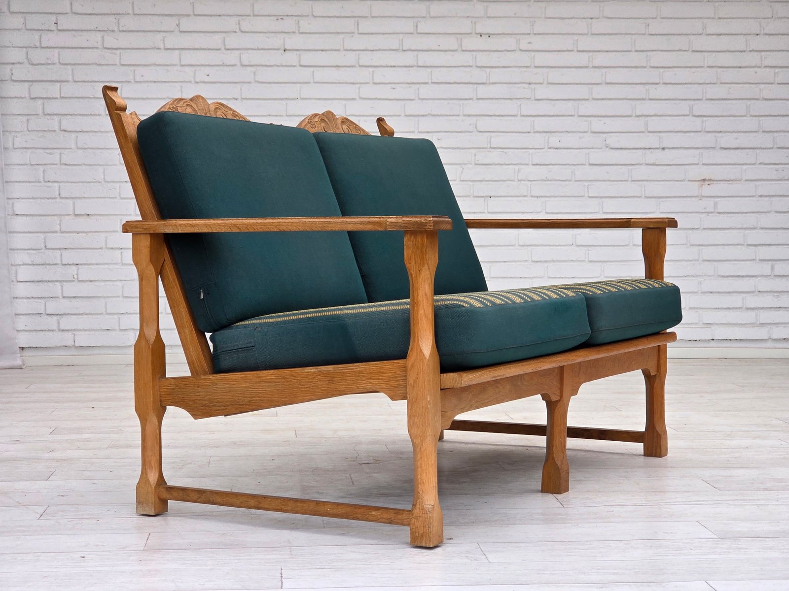 Scandinavian 2-Seater Sofa in Wool and Oak, 1970s for sale at Pamono