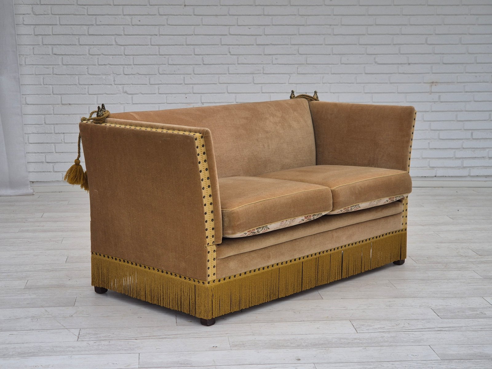 Danish 2-Seater Drop Arm Sofa in Velour with Adjustable Armrests, 1970s ...