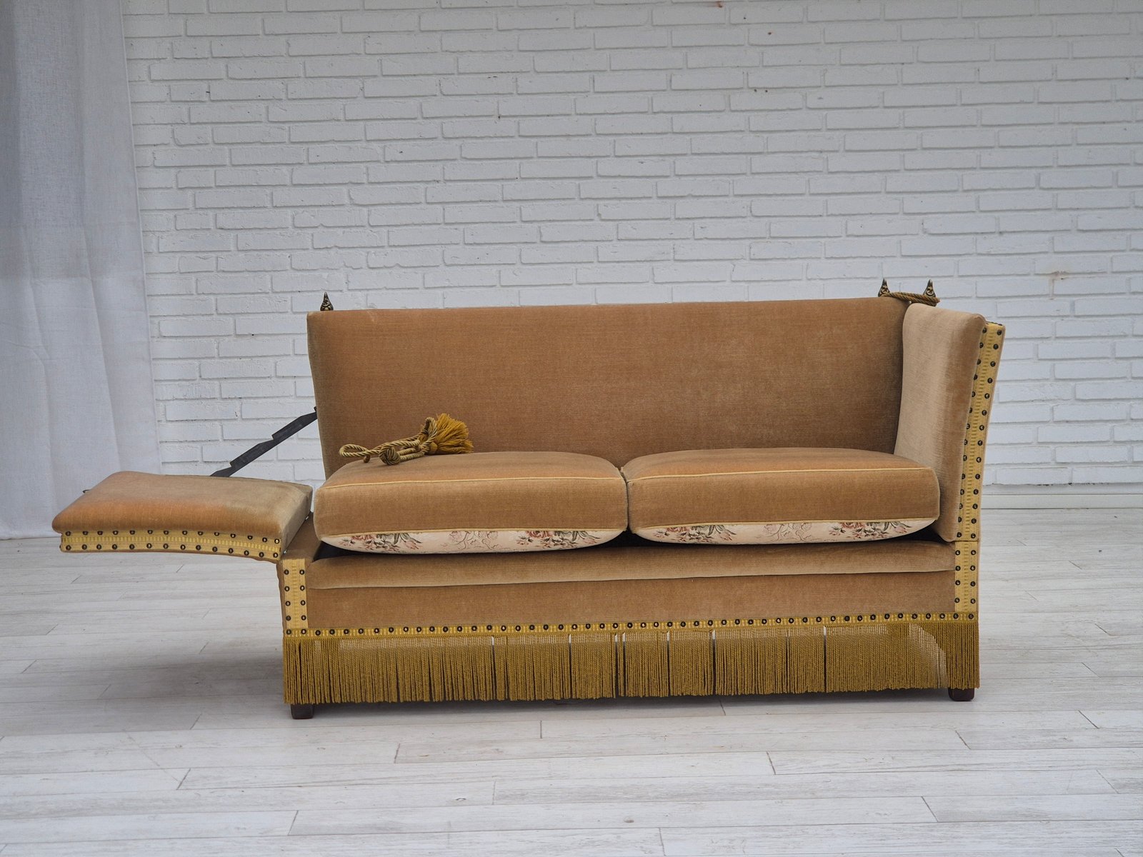 Danish 2-Seater Drop Arm Sofa in Velour with Adjustable Armrests, 1970s ...