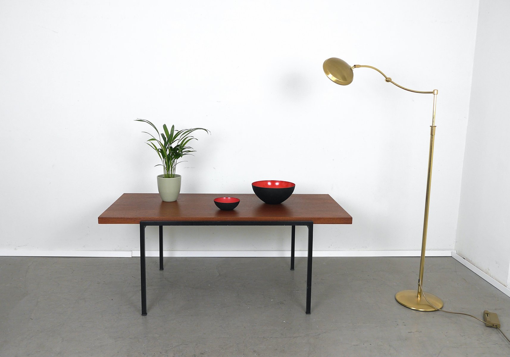 Teak Coffee Table with Black Metal Frame by Eduard Ludwig for Lotos ...