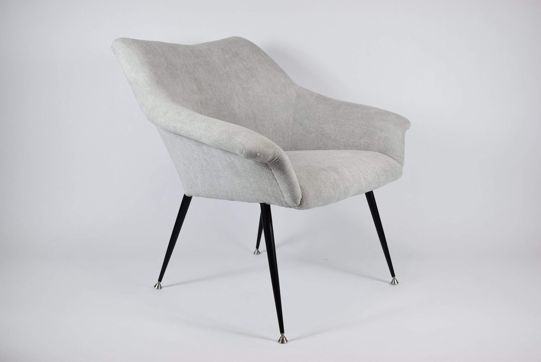 Vintage German Armchair Shell in Grey Fabric, 1960s for sale at Pamono