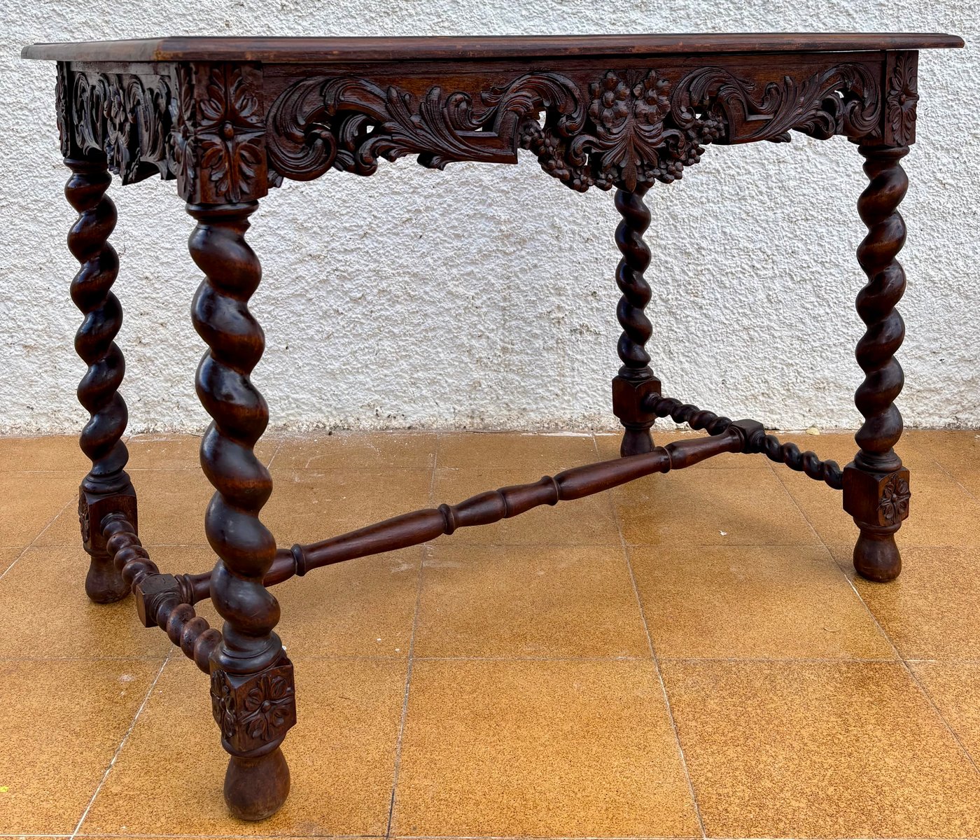 19th Century French Louis XIV Breton Carved Oak Sofa Table Desk, 1890s ...