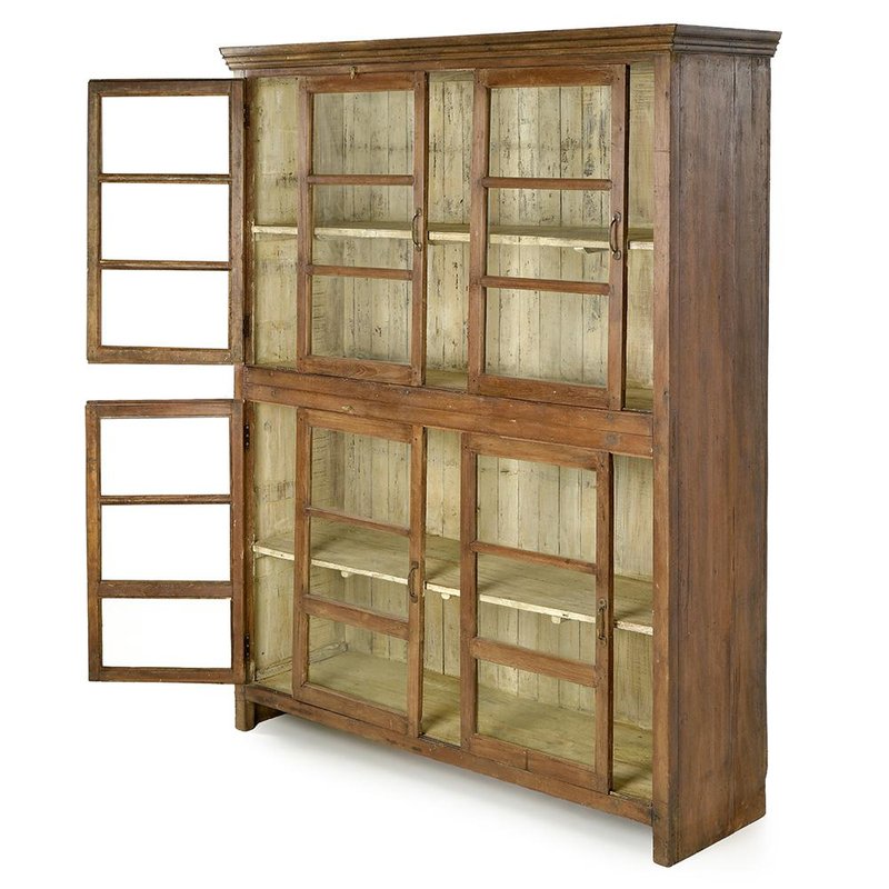 Large Solid Wood Display Case with Patinated Interior for sale at Pamono