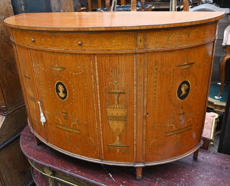 Regency Adams Style Demi Lune Cabinet in Satinwood for sale at Pamono