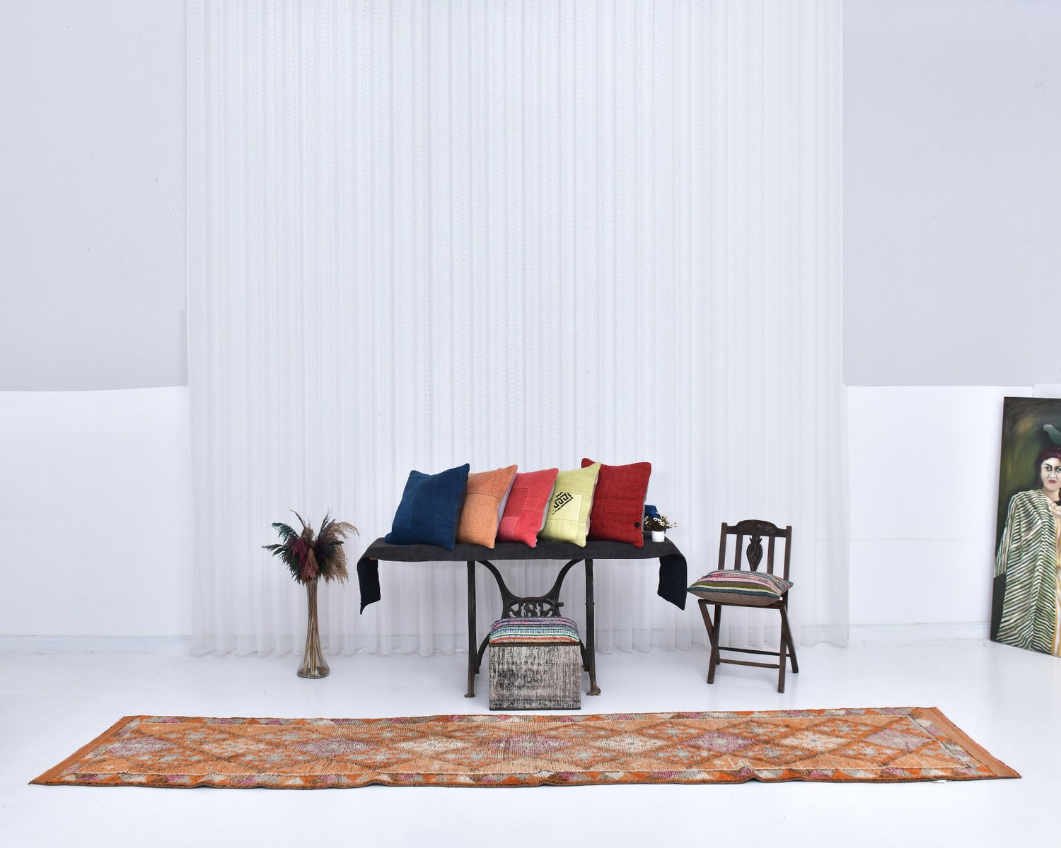 Vintage Runner Rug in Wool for sale at Pamono