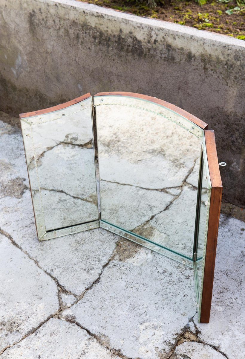 Vintage Italian Triptych Mirror, 1950s for sale at Pamono