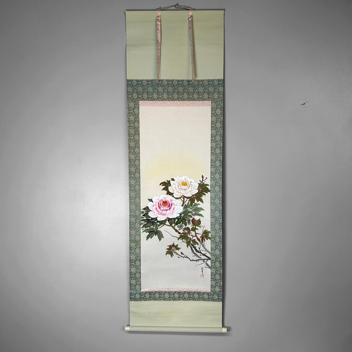 Japanese Kakejiku Hand-Painted Flower Scroll, Shōwa Period, 1950s for ...
