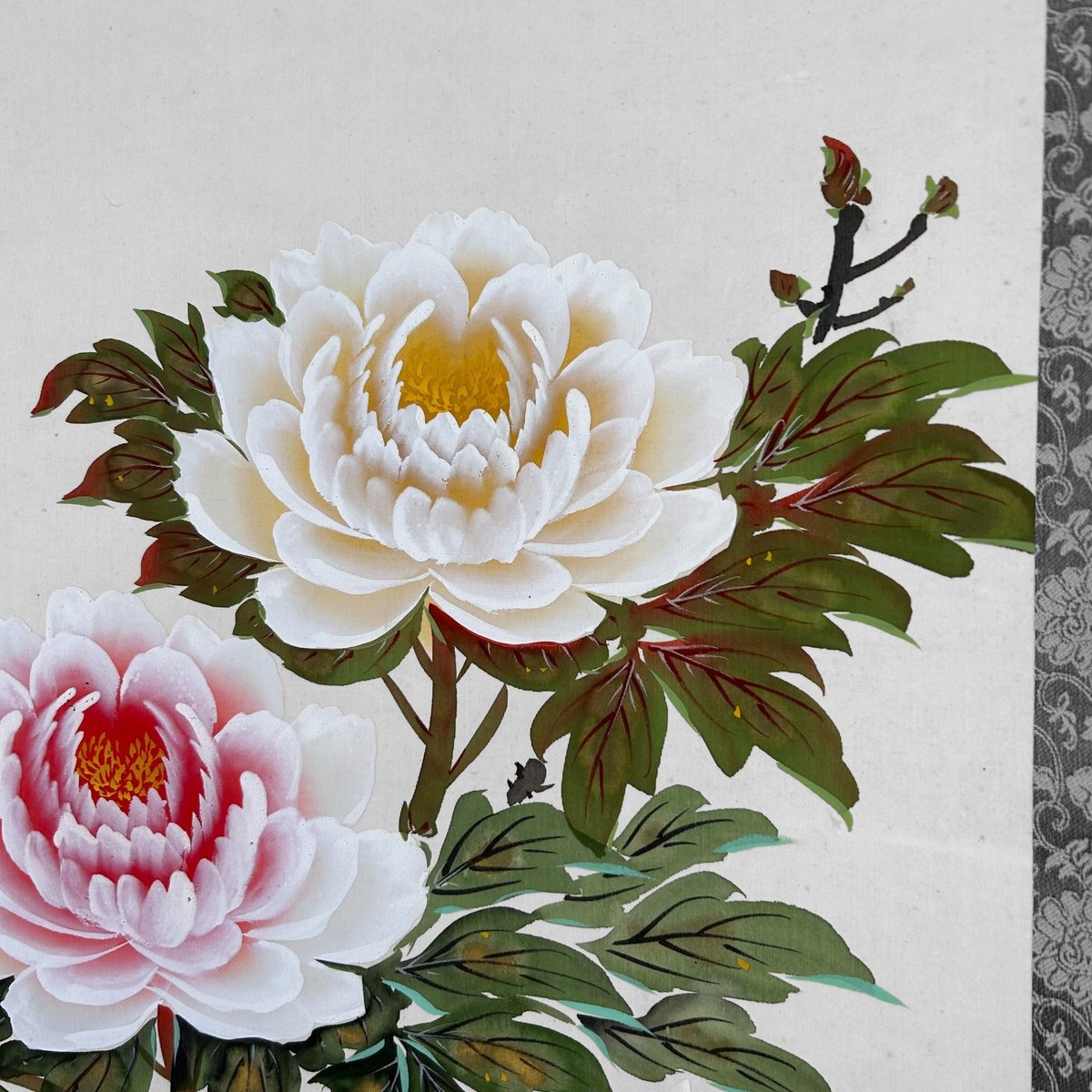 Japanese Kakejiku Hand-Painted Flower Scroll, Shōwa Period, 1950s for ...