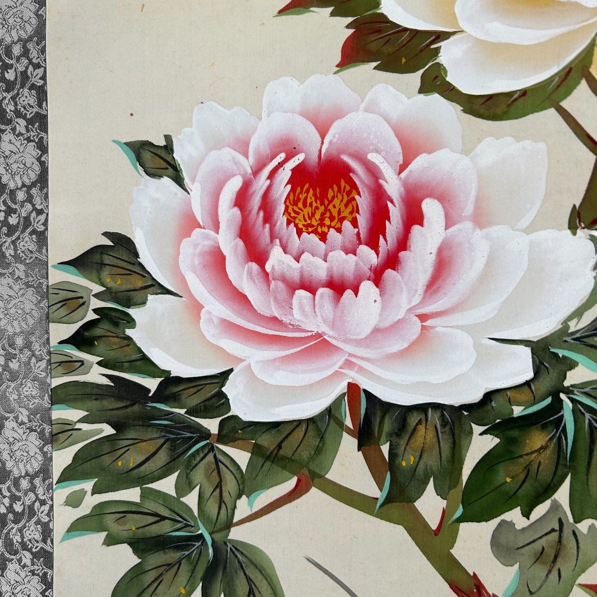 Japanese Kakejiku Hand-Painted Flower Scroll, Shōwa Period, 1950s for ...