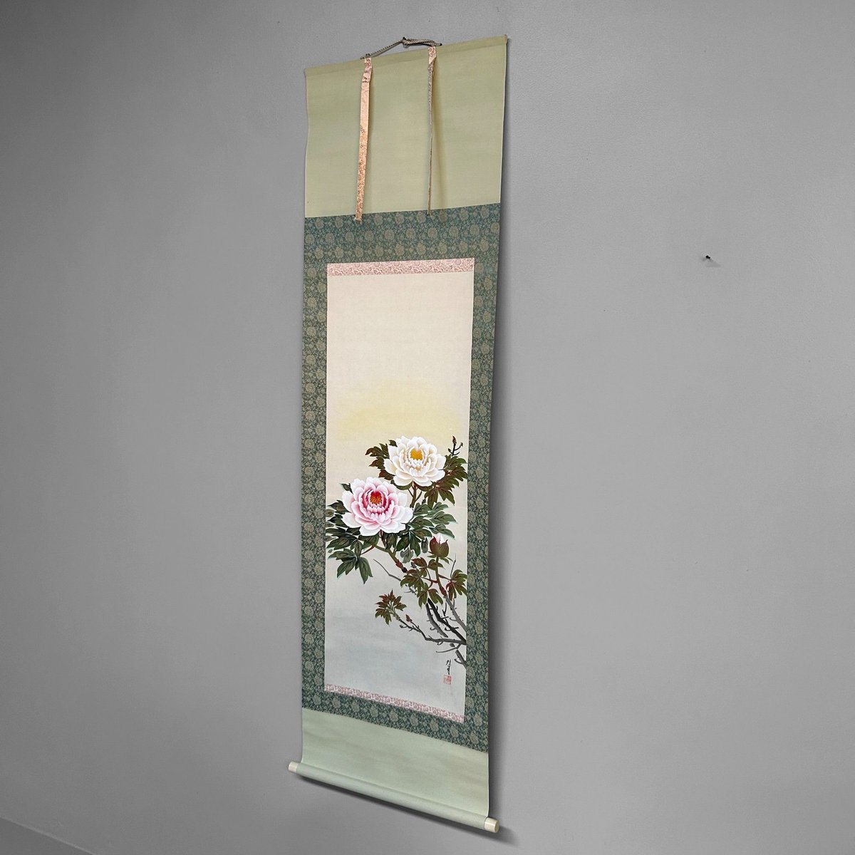 Japanese Kakejiku Hand-Painted Flower Scroll, Shōwa Period, 1950s for ...