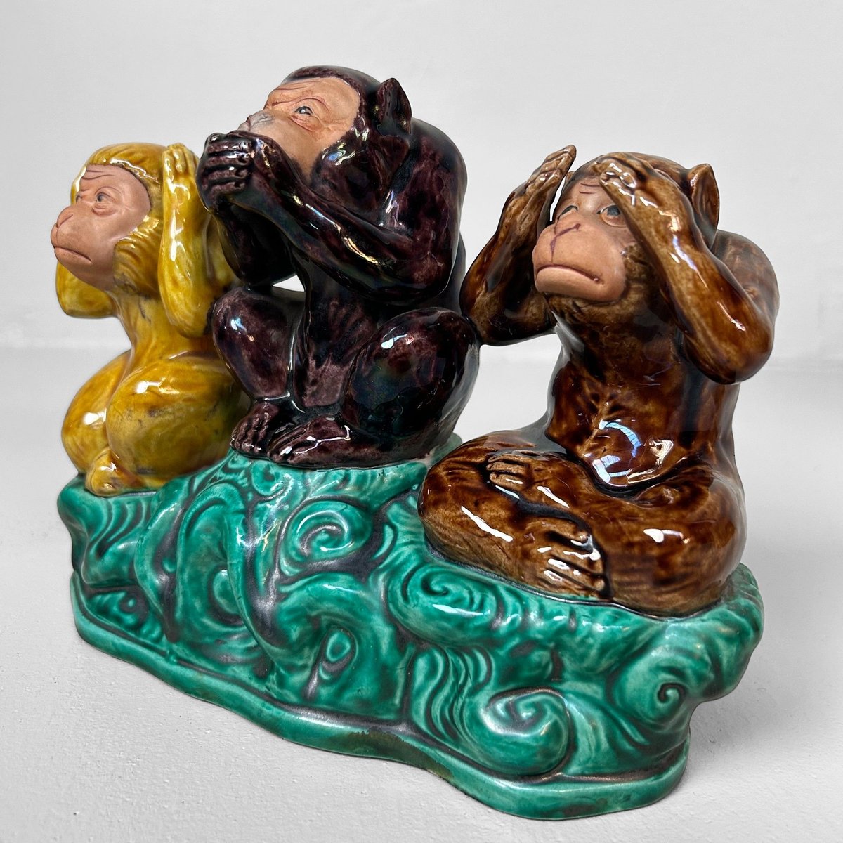 Kutani-Yaki Three Wise Monkeys Sculpture by Nukagawa Kiyoshi, Japan ...