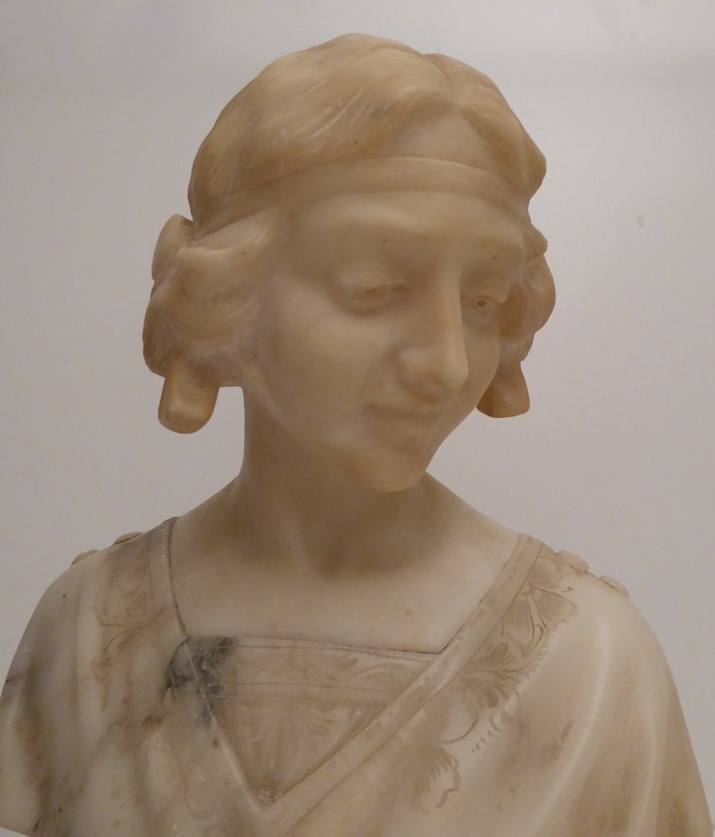 Antique Art Nouveau Carved Alabaster Bust, 1920s for sale at Pamono