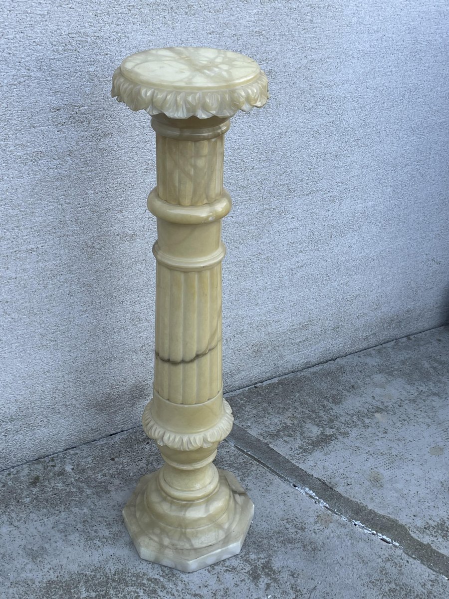 Carved Alabaster Column, 1950s for sale at Pamono