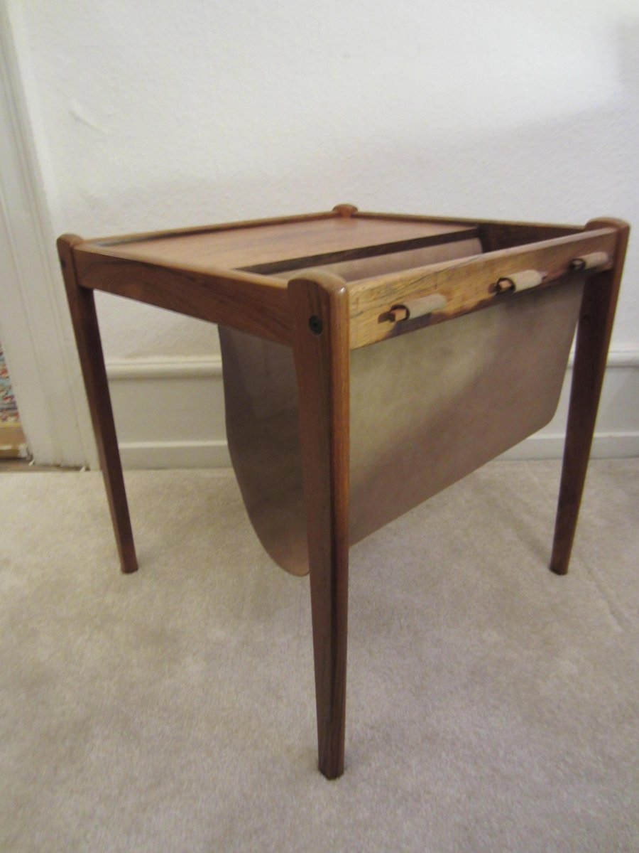 Side Table in Rosewood with Suede with Newspaper Compartment, 1971 for ...