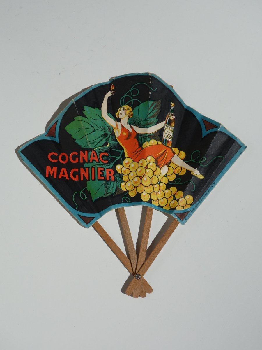Art Deco Belle Epoque Hand Fans with Casino Advertising Graphic, Paris ...