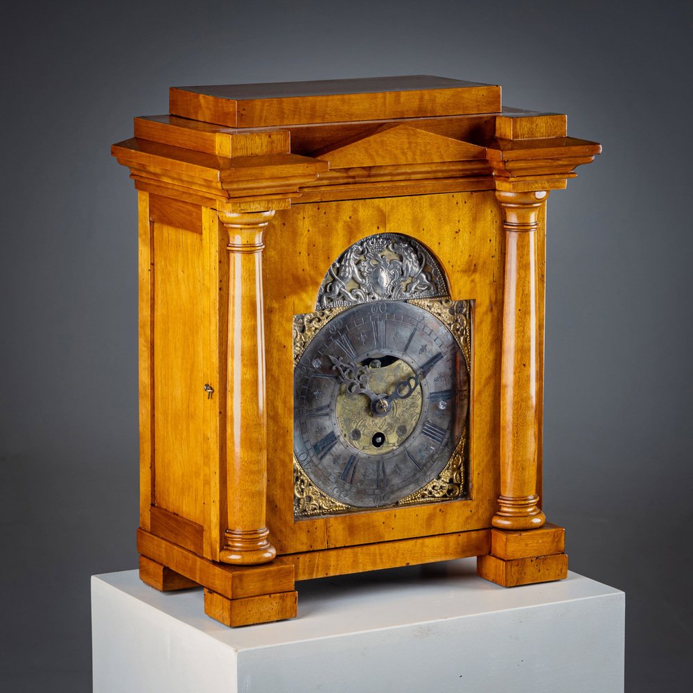 19th Century Baroque Wall Clock in Biedermeier Case for sale at Pamono
